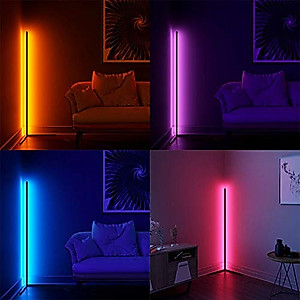 Corner Floor Lamp Nordic Modern Night Standing LED Floor Lamp Design Bedroom LED Living Lighting Dimmable Bedroom Decor Floor Light,Black