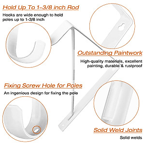 KOVOSCH 4 Pack Heavy Duty Closet Shelf & Rod Brackets, Wall Mounted Closet Shelf Brackets, 11 x 10.2 Inch Closet Shelf Brackets with Rod Support, White