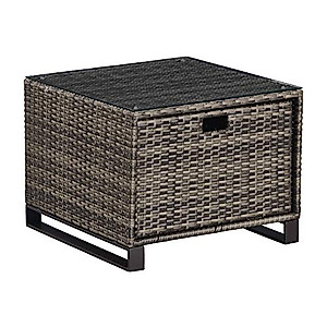 Tommy Hilfiger Oceanside Patio Rattan Outdoor Furniture Collection with All-Weather Brown Resin Wicker Frame, Porch or Pool, Garden, Side Table