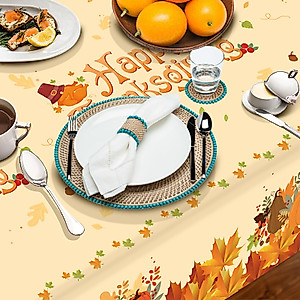 4 Pack Thanksgiving Fall Tablecloths, Pumpkin Maple Leaves Table Cloth Disposable Plastic Autumn Harvest Thanksgiving Table Cover for Dinner Kitchen Party Holiday Decorations, 54” x 108” Rectangle