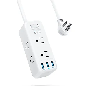 Anker USB Power Strip Surge Protector(300J), 5ft Extension Cord, Flat Plug, 331 Power Strip with 6 Outlets & 3 USB A Ports, Charging Station,for iPhone 15/15 Plus/15 Pro/15 Pro Max,TUV Listed