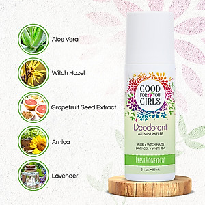 Good for You Girls Aluminum-Free, Natural & Vegan Deodorant for Kids, Preteens, Teens, Safe & Effective Odor Protection, Clear Roll-On, Natural Fragrance | Fresh Honeydew, 3 oz (Pack of 1)