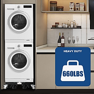 Nefish Washing Machine Stand Base Furniture Dolly Mini Fridge Stand with 8 Strong Feet and 4 Wheels Refrigerator Stand Washer and Dryer pedestal Mobile Roller Dolly Cart for 16"-24" Appliance