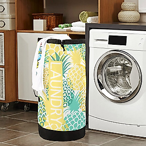 Pineapples Laundry Bag Backpack with Shoulder Straps Daisy Dirty Clothes Organizer Extra Large Heavy Duty for Camp College Dorm Room Essentials for Girls