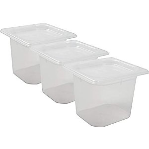 Carlisle FoodService Products MP16RD Mod Pans 1/6 Food Pan with Lid, Retail Pack, 2 Quart (Pack of 3)