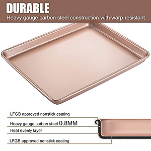 Joho Baking Sheet Pans Cookie Sheet,Nonstick Bakeware Cookie Pan Set,Cookie Baking Pan for oven, 13inch,15inch, Gold