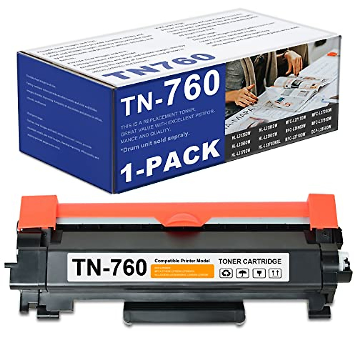 UOTYUE Compatible TN760 TN-760 High Yield Toner Cartridge Replacement for Brother 760 to use with MFC-L2750DW MFC-L2710DW DCP-L2550DW Printer(1Pack 3,500 Pages Yield)