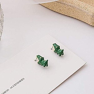 Funny Little Dinosaur Stud Earrings Dripping Oil Cartoon Green Dinosaur Animal Fun Earrings for Women (dinosaur)