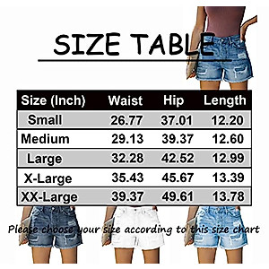 onlypuff Women’s Denim Short Hot Pants Mid Waisted Ripped Frayed Hem Jeans Shorts for Girls