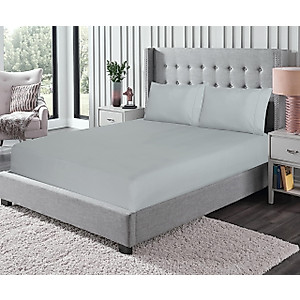 RUVANTI Full Size Sheets Set, Brushed Microfiber Sheets 4 Pieces (1 Fitted Sheet, 1 Flat Sheet, 2 Pillowcases), with 15-inch Deep Pockets, Lightweight & Compfy Premium Hotel Bedding, Light Grey
