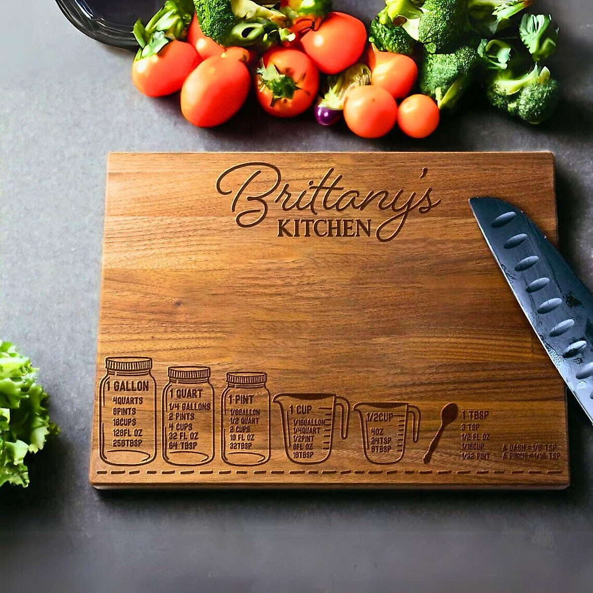 Personalized Cutting Board - Kitchen Measurement Chart, Kitchen Conversion Chart Sign, Cooking Gift, Kitchen Tool, Gift for Bakers, Baking