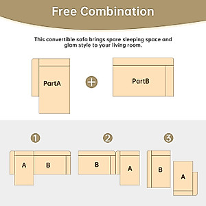 BAMOOLI 104'' Modular Sectional Couch, Modern L-Shape Sectional Sofa with Chaise Lounge, Comfy Lambswool Fabric Corner Sofa Couch, Upholstered 5 Seater Couch for Living Room, Bedroom, Apartment,Orange