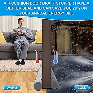 PearlLives Door Draft Stopper for Bottom of Door Air Cushion Bottom Door Seal Under Door Draft Blocker Door Sweep Dust and Noise Blocker (Grey, 30-32INCH)