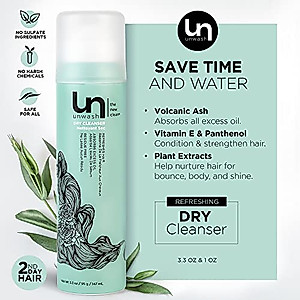 unwash Dry Cleanser - Dry Shampoo for All Hair Types, Refresh Hair & Absorb Excess Oil, Lightweight & Residue-Free, Color-Safe, 3.3 oz