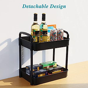 Vtopmart 4 Tier Rolling Cart with Wheels, Detachable Utility Storage Cart with Handle and Lockable Casters, Storage Basket Organizer Shelves, Easy Assemble for Bathroom, Kitchen, Black