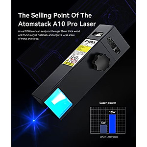 ATOMSTACK A10 pro 50W DIY Laser Cutter and Engraver Machine, 10W Output Power, Eye Protection Compressed Spot 11000mm/min Diode Laser Engraving for Metal and Wood, 410x400mm