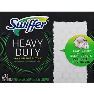 Swiffer Sweeper Heavy Duty Multi-Surface Dry Cloth Refills for Floor Sweeping & Cleaning, 20Count