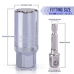 Universal Socket Tool Redesigned with Stronger Hexagon Pins By Wrenchit: Endeavor Tool That Instantly Adjusts To All Shapes And Sizes Of Bolts, Screws, Hooks And Nuts, Great for Gifts! (9-21mm)