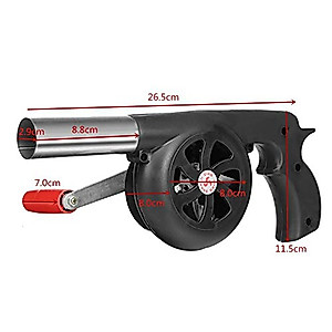Esweny Outdoor Cooking BBQ Fan Air Blower,Mini Hand Crank Fan Air Blower Grill Picnic Camping Stove Accessories for Barbecue Fire Bellows Hand Crank Tool (Black)