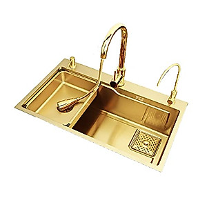 GaRcan Gold Undermount Kitchen Sink Modern Sink Utility Sinks 304 Stainless Steel Commercial Sink Built-in Workstation Sink Farmhouse Sink Laundry