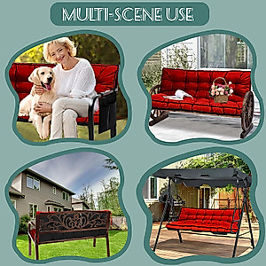 Sauqzoh Replacement Cushions for Swing, Swing Cushions 3 Seater Replacement, Waterproof Thicken Washable Pad Cushion for Outdoor Indoor Furniture Swing Patio (Big red, Swing Cushions 55inch)
