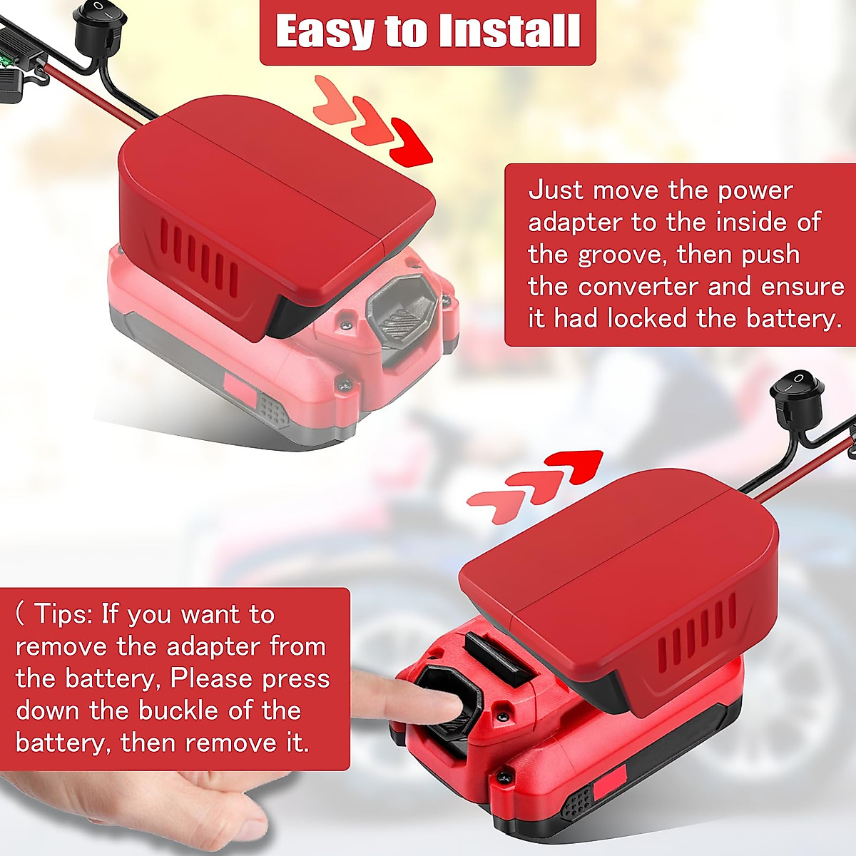 2 Pack Power Wheel Adapter for Craftsman 20V Lithium Battery Adapter Kit with Switch & Fuses & Wire Terminals, with 14 Gauge Wire,Power Convertor for DIY Ride On Truck,RC Toys,Robotics and Work Lights