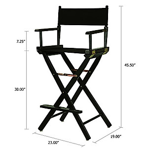 Casual Home Director's Chair ,Black Frame/Black Canvas,30" - Bar Height