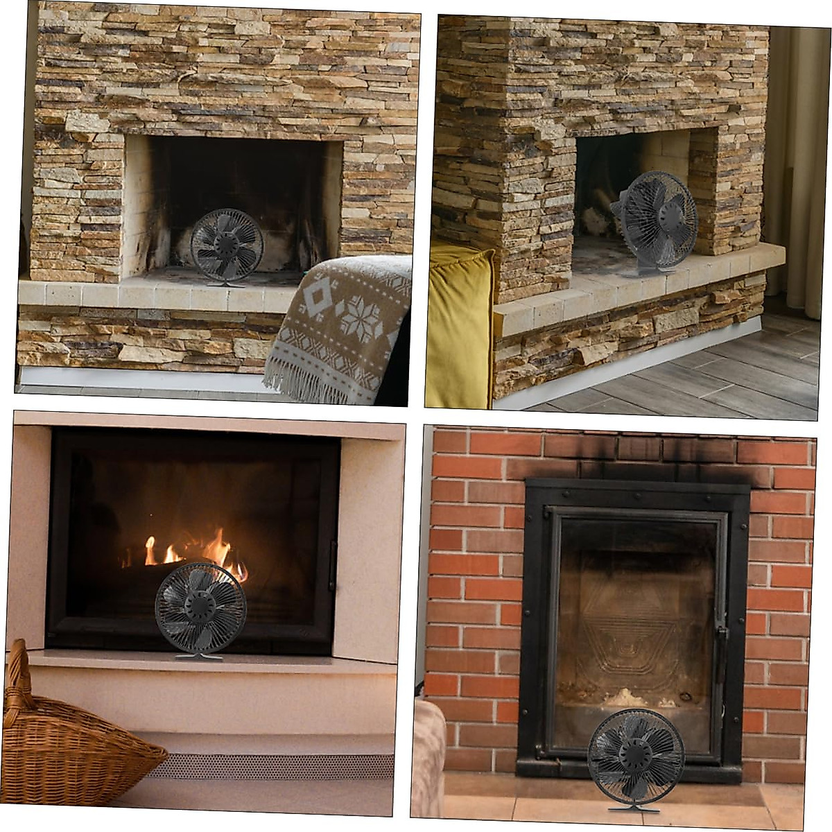 Veemoon Stove Fan Fan 6 Blades Fireplace Fan Heat-Powered Oscillating Stove Fan for Wood Burning Stoves