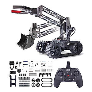 VANLINNY STEM Robotic Kit - 4DOF Robot Arm with Remote Control, Track 2 in 1 Educational Science Kits for Kids Ages 8-12 & 12-16 Project Kits for Engineering & Robot Building Great Kids Gifts.
