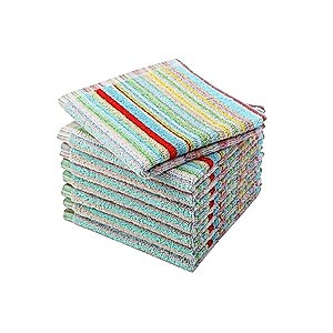 Oeleky Kitchen Dishcloths for Washing Dishes, Ultra Absorbent Dish Rags, Cotton Cleaning Cloths Pack of 8, 12x12 Inches (Mix-1, 12x12 inch)