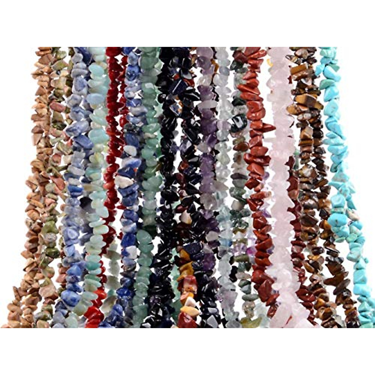 Natural Chip Stone Beads Multicolor 5-8mm About 400 Pieces Irregular Gemstones Healing Crystal Loose Rocks Bead Hole Drilled DIY for Bracelet Jewelry Making Crafting (5-8mm, Multicolor)