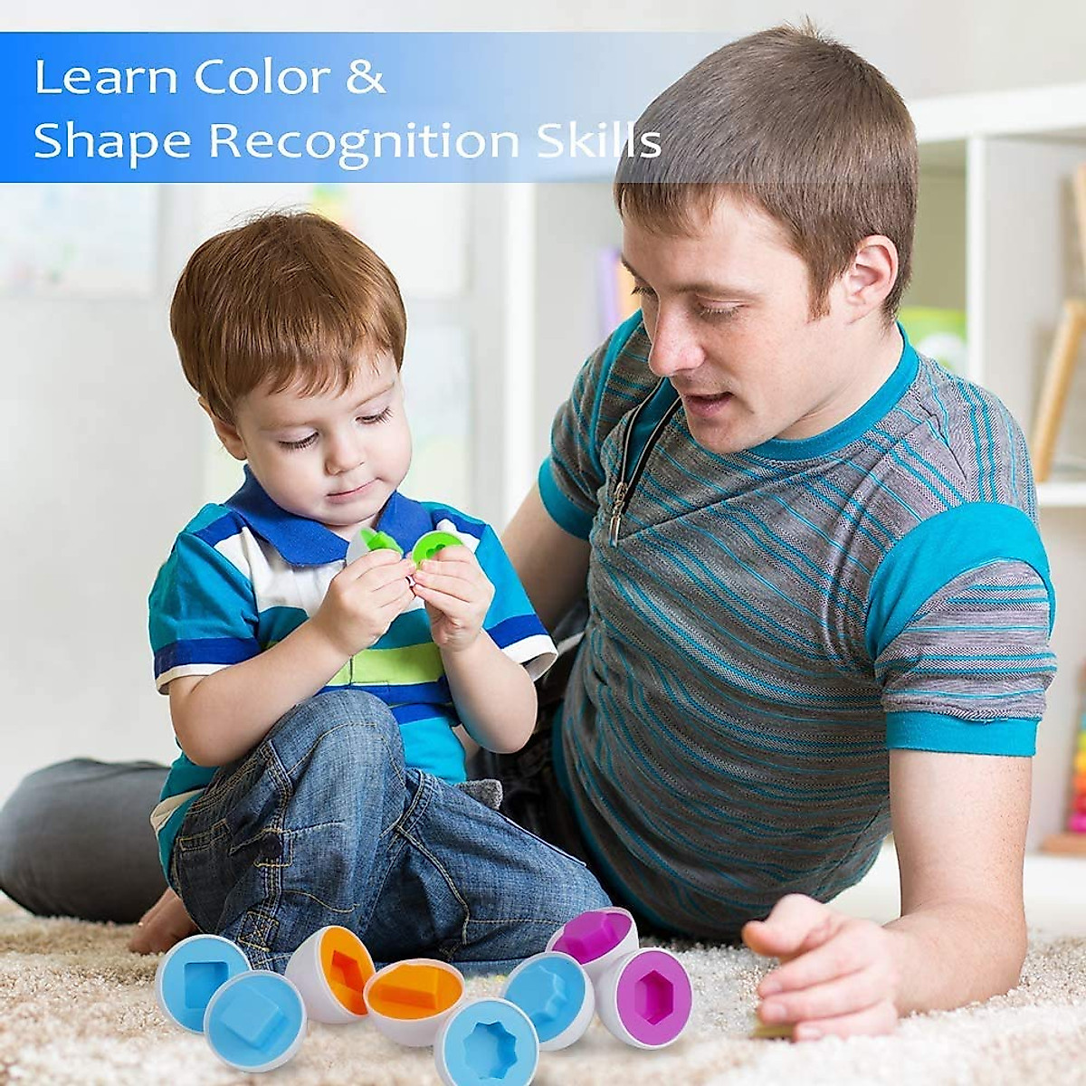 XINXIYAN Matching Eggs Toys for Toddlers 1 2 3 Year Old Boys Girls Kids Learning Educational Color Egg Shape Toy Easter Baskets for Baby Boy