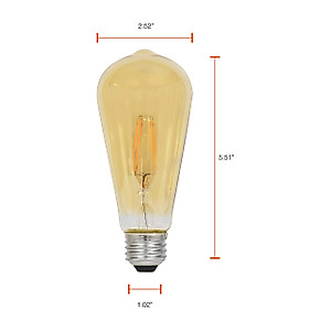 SYLVANIA LED Vintage ST19 60W Equivalent, Efficient 7 W, E26 Medium Base, Dimmable 2175K Amber Glow Light Bulb, 1 pack