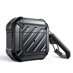 SUPCASE Unicorn Beetle Pro Series Case Designed for Airpods 3 (2021), Full-Body Rugged Protective Case with Carabiner for AirPods 3rd Generation (Black)