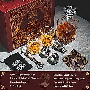 Whiskey Decanter Set With Glasses and Bar Accessories - Birthday Gifts For Men And Women, Groomsmen Gifts, Wedding Gifts For Couple, Bar Decor, Or Man Cave Decor, Whisky Decanter & Glass Set
