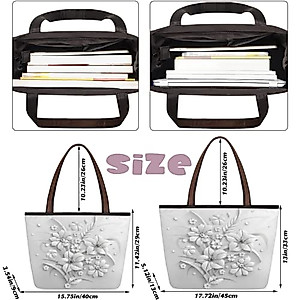 3D Style White Flower Handbags for Women shopping Tote Bag Bouquet Top Handle Shoulder Bag Satchel Purse Beach