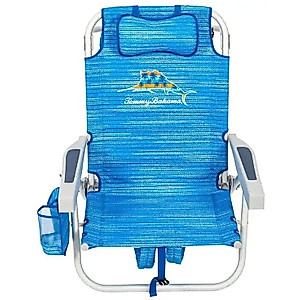 Tommy Bahama Backpack Beach Chair-New 2022 Designs-5-Position Classic Lay Flat-Insulated Cooler Towel Bar-Storage Pouch Aluminum (Sailfish and Palms)