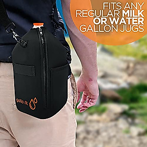 Gallo Fit Gallon Jug Sleeve with Strap - 8mm Thick Neoprene Jug Cooler | Best in Class Durable YKK Zipper, Multi Purpose Clip, and Phone Holder | Fits Standard Water & Milk Jugs