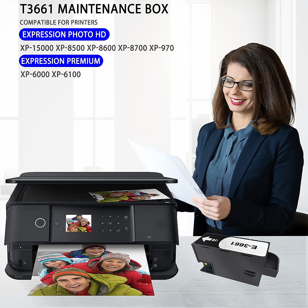 HLPRINT T3661 Ink Maintenance Box Remanufactured for Expression Photo HD XP-15000 XP-8500 XP-8600 Printer