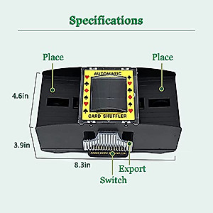 SZBJSMF Card Shuffler 2 Deck, Automatic Card Shuffler with 4 AA Battery for Deck of Playing Card, UNO, Texas Hold'em, Poker, Home Card Games, Blackjack