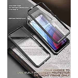 Poetic Revolution Series Case for Moto G Power (2021), Full-Body Rugged Dual-Layer Shockproof Protective Cover with Kickstand and Built-in-Screen Protector, Black