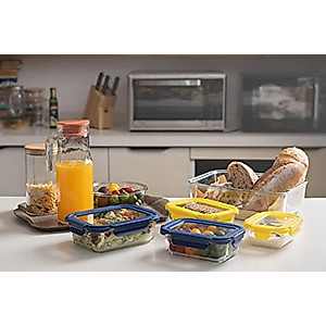 Balxajump[18 pieces 6-packs]Glass Food Storage Containers Mixed Set with Silicone Sleeve Airtight Lids for Lunch Box Meal Prep Microwave Oven Freezer Dishwasher Leak Proof Organization BPA-Free Green