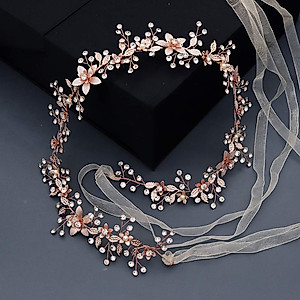 VALICLUD Bridal Belt Rhinestones Flower Wedding Dress Chain Crystal Bride Bridesmaids Sash Wedding Party Accessory Rose Gold