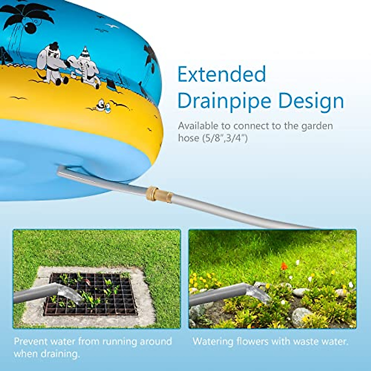 Large Inflatable Pool with Seat, Jhunswen Blow Up Pool for Adults, 100" x 61" x 17" Swimming Pool for Kids with Backrest for Backyard Outside, Family Summer Water Center (Without Pump)