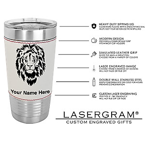 LaserGram 20oz Vacuum Insulated Tumbler Mug, Fly Fisherman, Personalized Engraving Included (Faux Leather, Baseball Style)