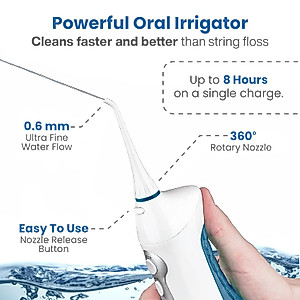 AquaSonic Home Dental Center Rechargeable Power Toothbrush & Smart Water Flosser - Complete Family Oral Care System - 10 Attachments and Tips Included - Various Modes & Timers (White)