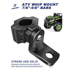 ZIDIYORUO Whip Light Mounts for ATV, Quad ATV Light Mounts Fit 0.875", 1", 1.125" Rack Bars and Bandlebars, Adjustable ATV Mount Made of Alloy Aluminum, Easy Installation (2 pcs Black)