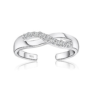 Hoops & Loops Sterling Silver Cubic Zirconia Infinity Toe Ring