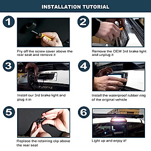 Led Third Brake Light Replacement for 2016 2017 2018 2019 2020 2021 2022 To-yota Tacoma SR SR5 TRD Pickup Trucks Strobe Led 3rd Brake Center High Mount Stop Lamp White Cargo Light Kit Smoked Lens