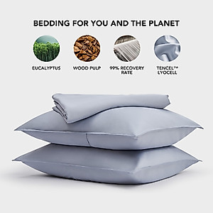 EVERGRACE Tencel Lyocell Cooling Duvet Cover Set King Size 3 Piece, 100% Natural Eucalyptus Lyocell Fiber from Austria, Luxury Silky Soft Comforter Cover with 2 Shams, Pearl Blue, 90"x104"